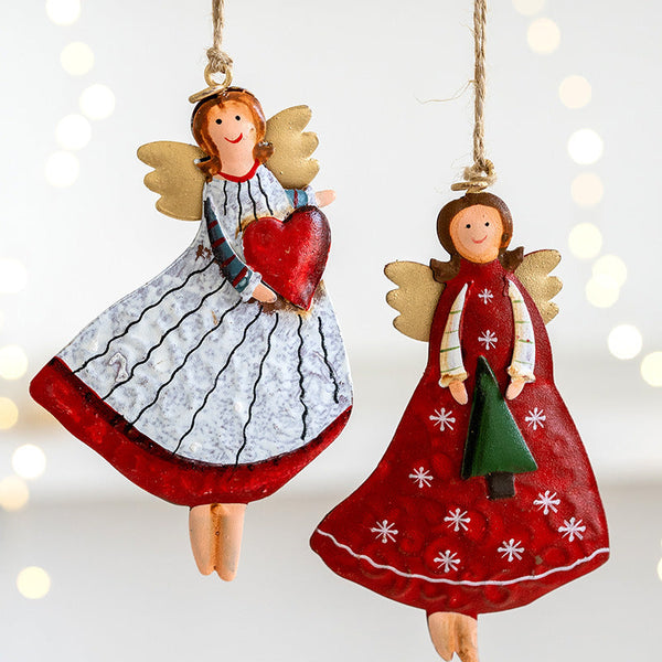 4 Pcs - Rustic Metal Christmas Angel Hanging Ornament – nextdealshop.co.uk