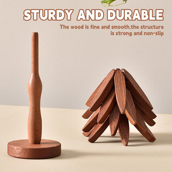 Rustic Wooden Trivet Set with Stand – nextdealshop.co.uk