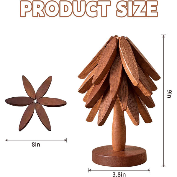 Rustic Wooden Trivet Set with Stand – nextdealshop.co.uk