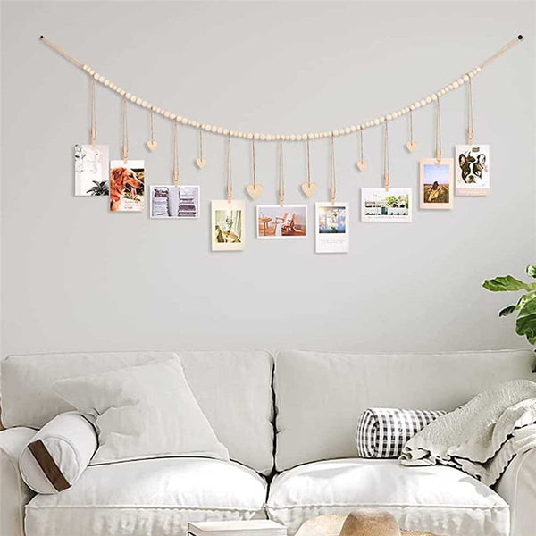 Wood Beads Photo Display Garland – nextdealshop.co.uk