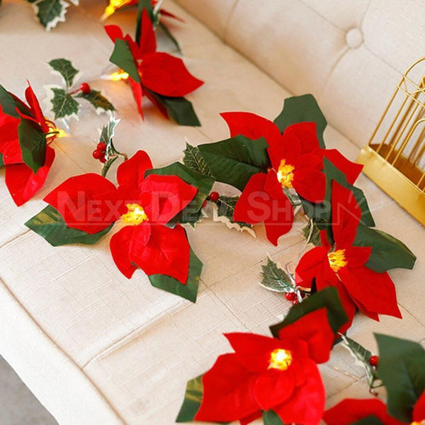 6.5ft Poinsettia Christmas Flowers LED String Light – nextdealshop.co.uk