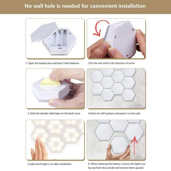 Wireless LED Smart-Tap Hexagon Light Set with Remote Control ...