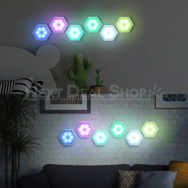 Wireless LED Smart-Tap Hexagon Light Set with Remote Control ...