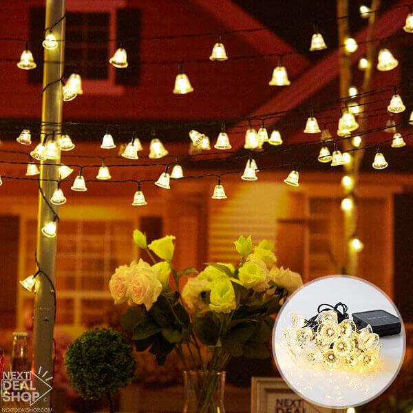 Solar-Powered Warm-White Jingle Bell String Lights – nextdealshop.co.uk